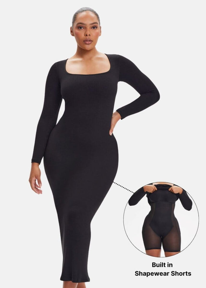 SecretSculpt Long Sleeve Midi Dress